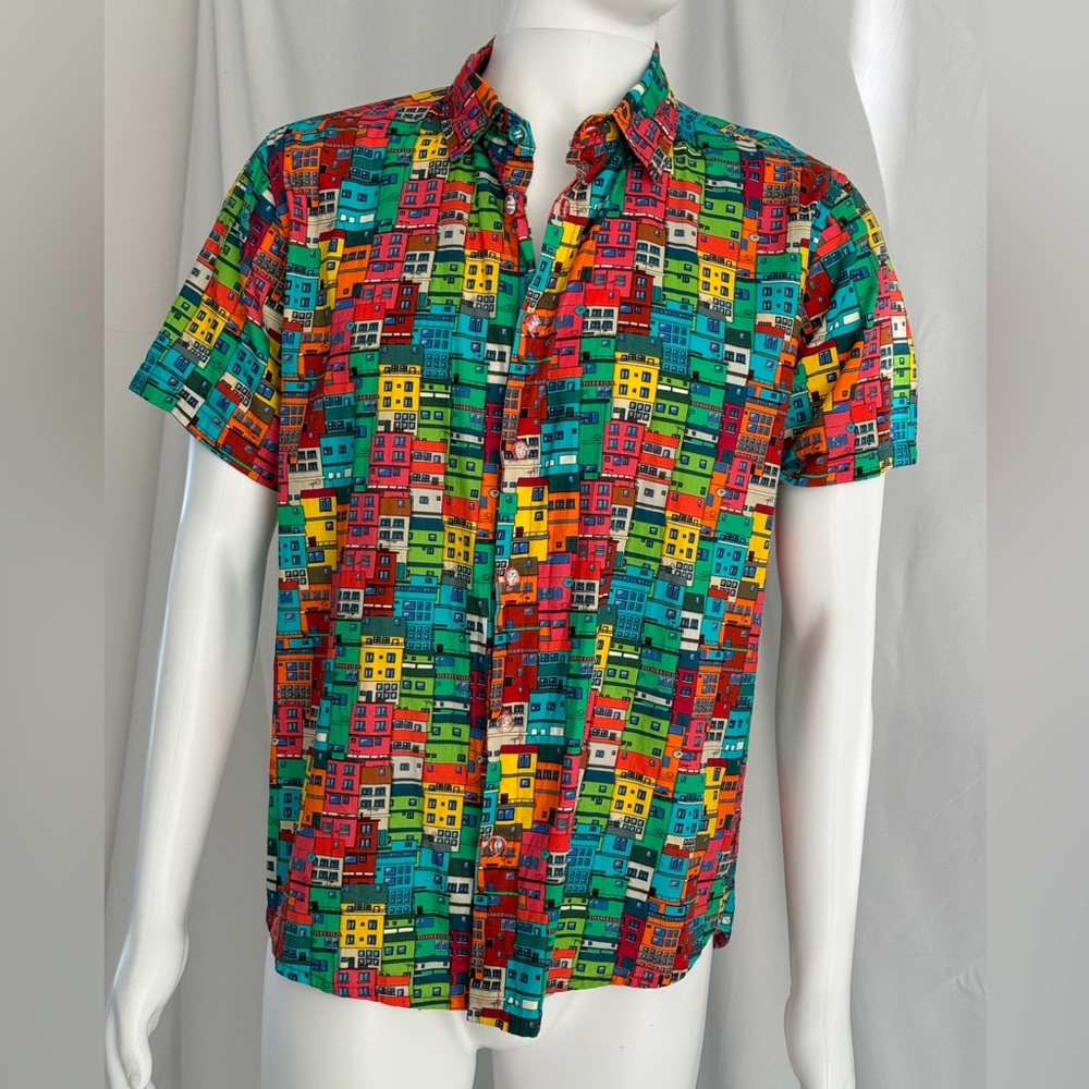 Men’s Button Down Colorful Shirt With Windows And Doo… - Gem